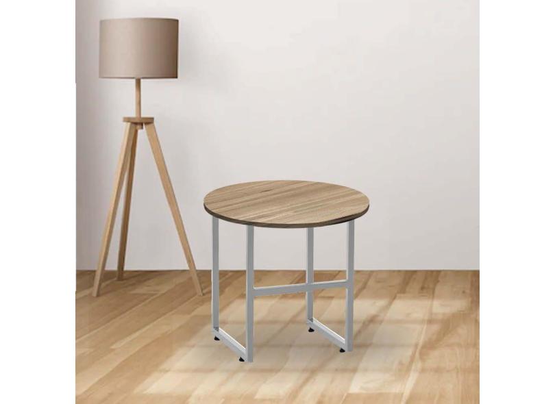 Mesa de Centro Industrial Will Sala Escritório Ferro Prata Tampo MDF ...