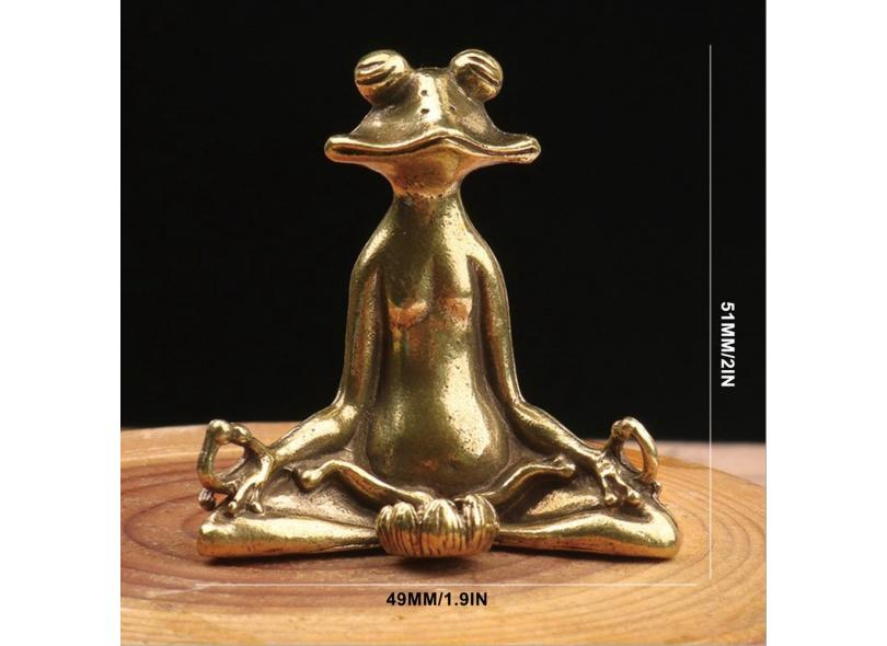 Estátua de sapo de bronze retro meditar zen budismo pequeno ornamento ...