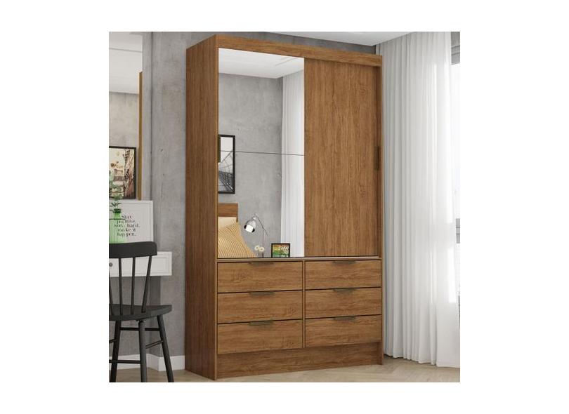 Guarda-Roupa Solteiro Sevilha 2 Portas 6 Gavetas Freijo - Carioca Móve ...