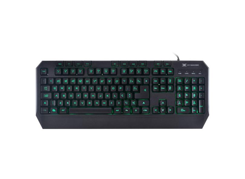 Teclado USB gamer com macros multimidia LED 3 cores cabo 1.8M ABNT2 ...