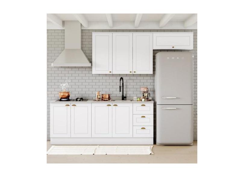 Cozinha Compacta Americana 4 Peças Modulada 8 Portas 3 Gavetas Henn ...