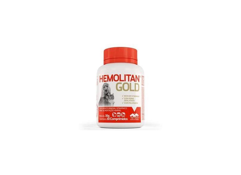 Suplemento Vitamínico Hemolitan Gold 30g (30 Comp.) - Vetnil com o ...