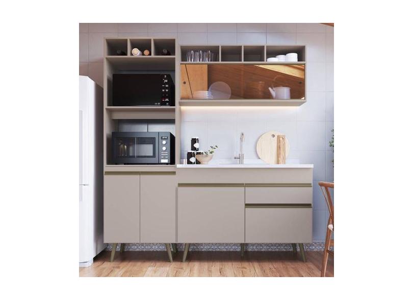 Cozinha Modulada Completa 3 Peças Com Portas Em Vidro E Torre Quente L ...