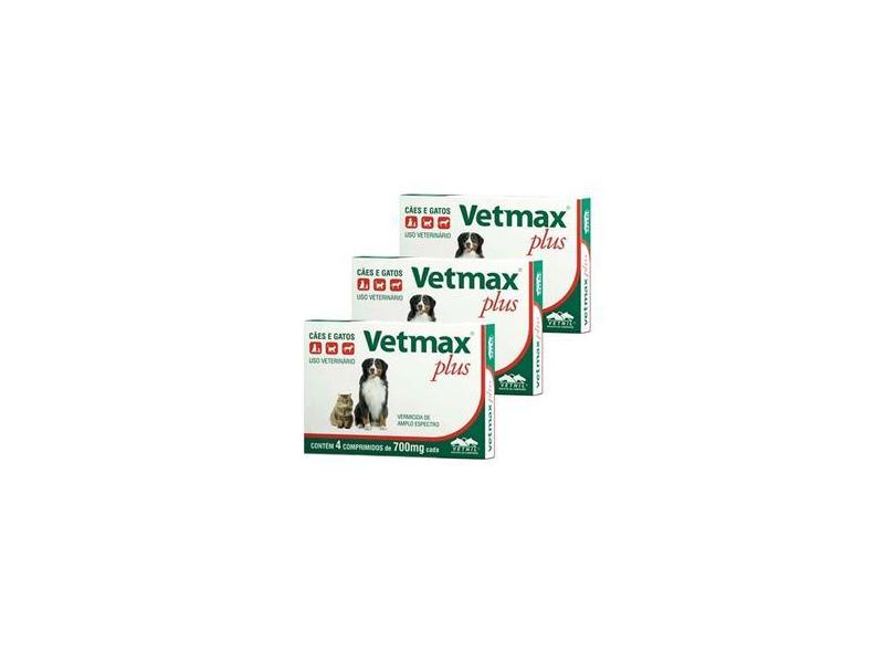 Vermifugo Cães E Gatos Vetmax Plus - 700mg kit 3 caixas com o Melhor ...