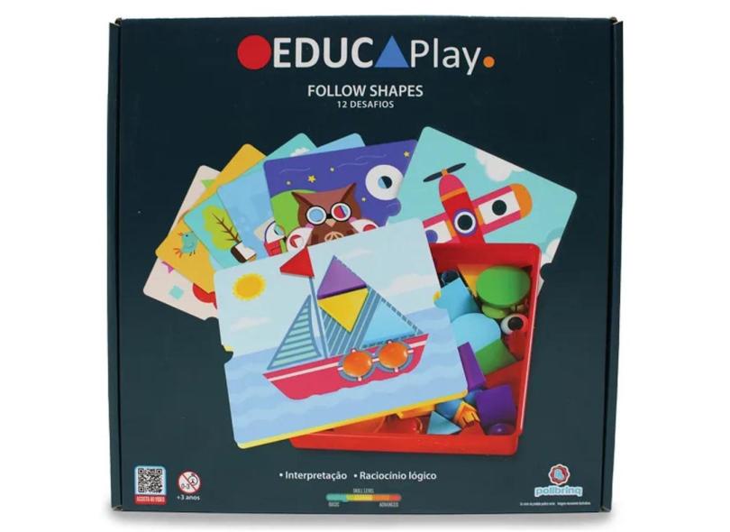 Brinquedo Educativo Follow Shapes 12 Desenhos + 24 Formas EducaPlay - Polibrinq com o Melhor ...