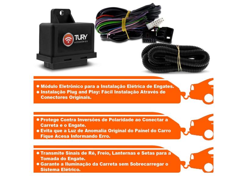 Módulo Elétrico Engate Reboque Carretinha Tracker 2017 2018 2019 Plug ...