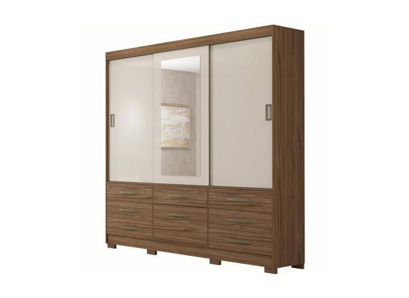 Guarda Roupa Casal 4 Portas 7 Gavetas Sapateira E Espelho 100% Mdf Pan ...