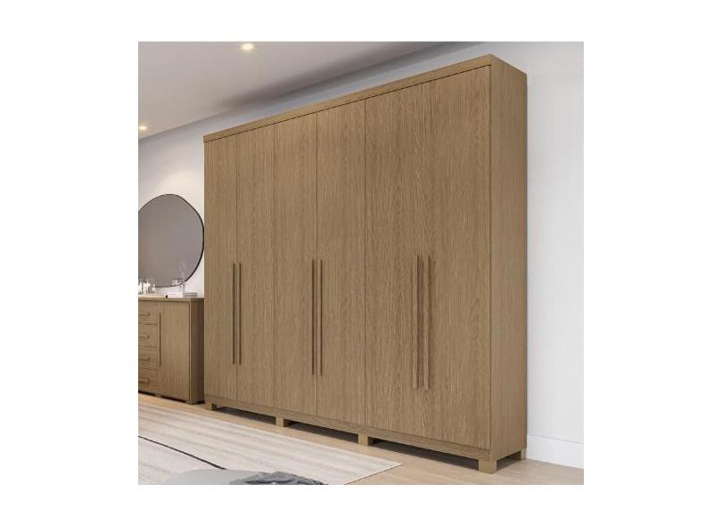 Guarda Roupa Casal 6 Portas em MDF New Honduras Móveis Rimo, Carvalho ...