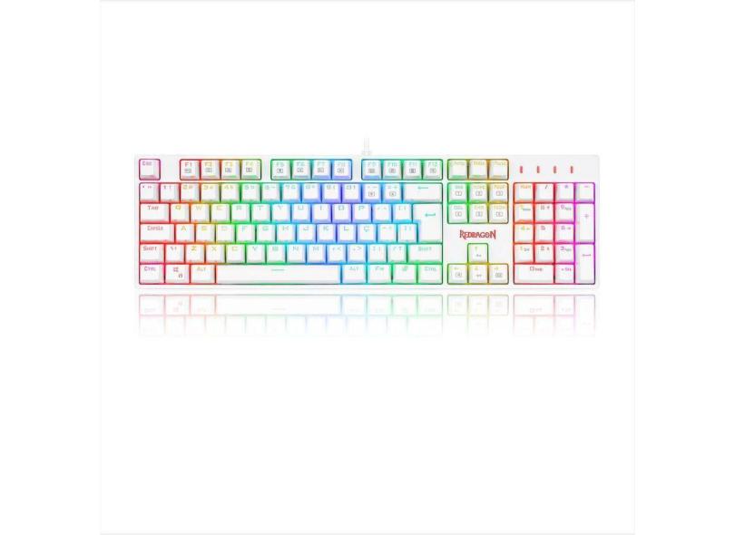Teclado Óptico Redragon Surara Pro Rgb Branco Switch Red em Promoção é ...