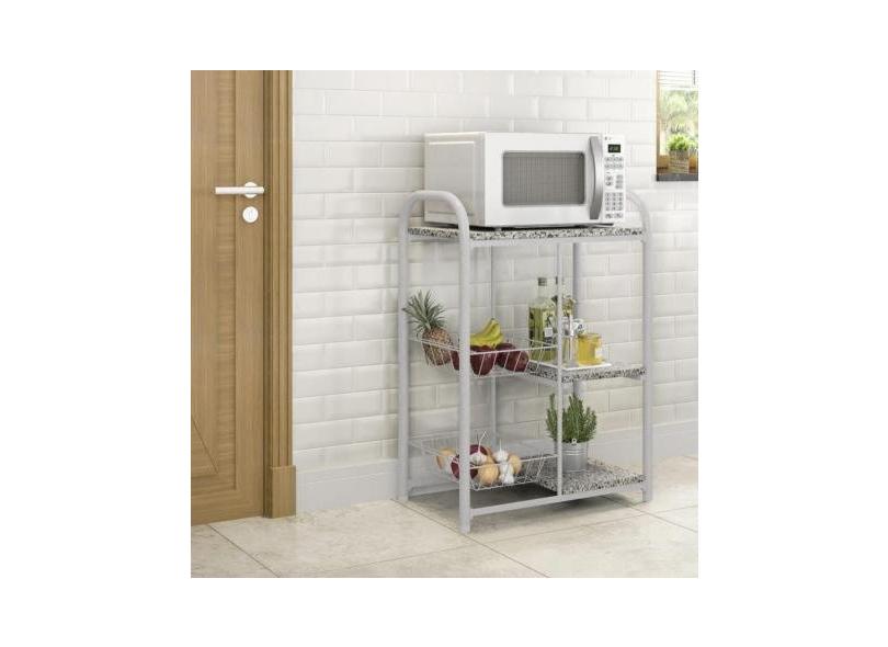 Rack Multiuso Aspen Prata e Tampo Granito Fabone com o Melhor Preço é ...