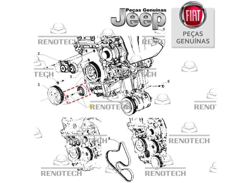 51882514 - TENSOR FIXO DA CORREIA DO ALTERNADOR - MOTOR 1.8 - JEEP ...