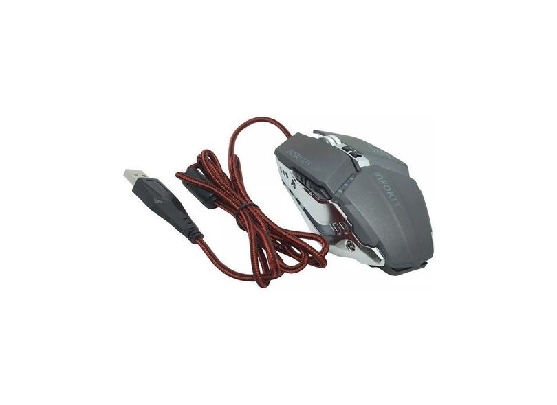 Mouse Óptico Gamer Usb 2400 Dpi 6 Botões Led Rgb 4 Cores Cabo Infokit X Soldado GM-705 em ...
