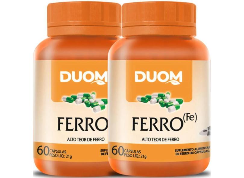Kit Com 2 X Ferro Quelato Fe Puro Alto Teor De Ferro 60 Cápsulas Cada ...