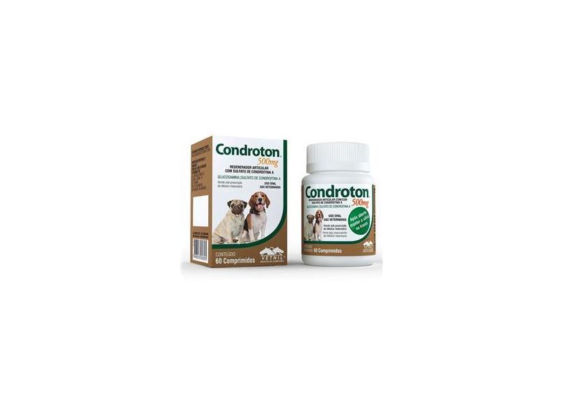 Condroton Pet 500 mg - Regenerador Articular - 60 Comprimidos com o ...