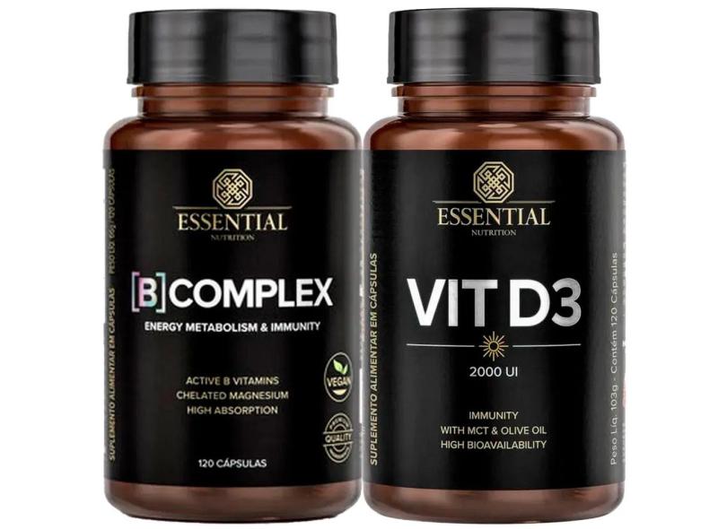Kit B Complex Vitamina B + Vit D3 2000Ui - 120 Caps Cada - Essential ...