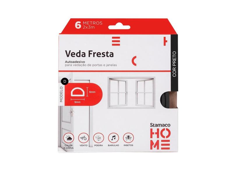 Veda Fresta Portas e Janelas Borracha Vedação Adesiva Modelo D Rolo ...