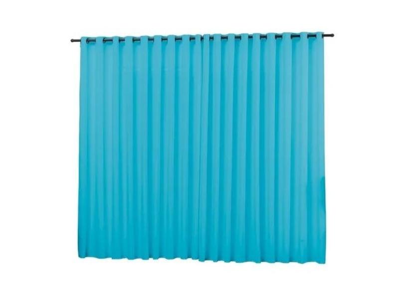 Cortina Para Quarto E Sala Cor Turquesa C Ilhós Cromado com o Melhor ...
