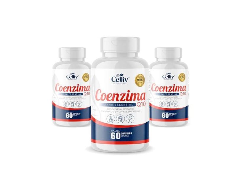 3x Coenzima Q10 (Ubiquinona)100mg Por Porção + Vitamina E 60 Capsulas ...