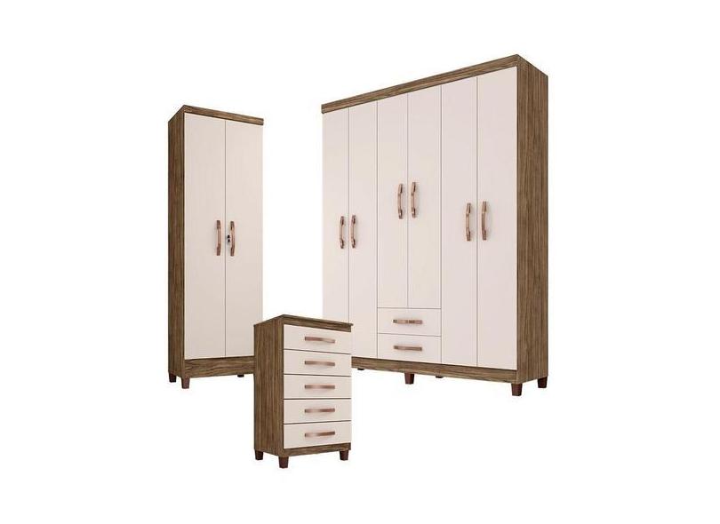 Guarda Roupa Casal e Cômoda Gaveteiro Cannes e Armário Multiuso Egito ...