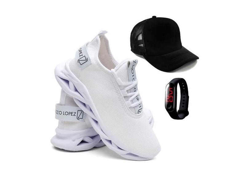 Kit Tênis Masculino Academia e Corrida + Boné + Digital - Lorenzzo Lop ...
