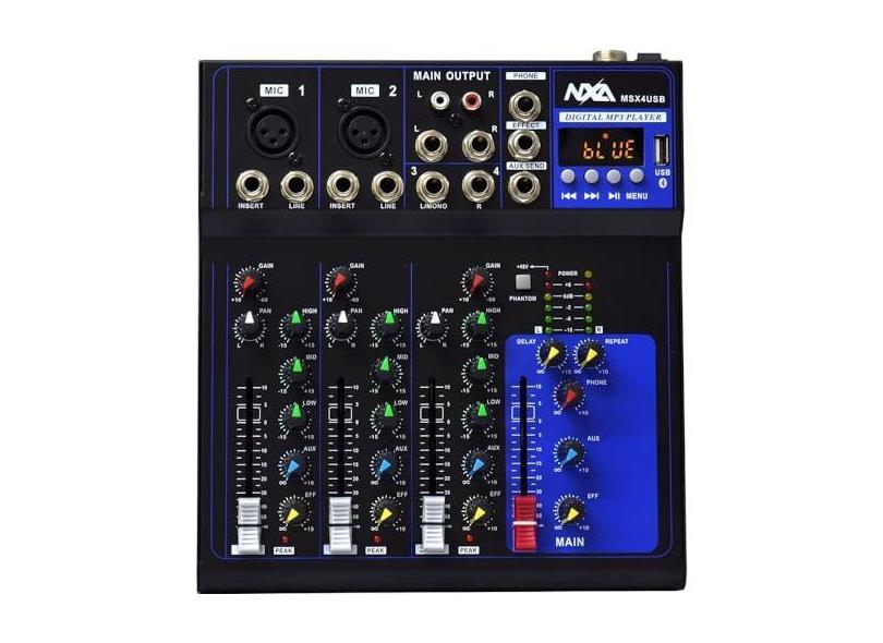 Mesa de Som Compacta 4 Canais Com Bluetooth, EFX e USB MSX-4 USB - NXA ...