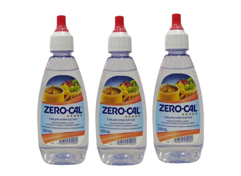 Adoçante Zero Cal 100ml Gotas Kit com 03 unidades com o Melhor Preço é ...