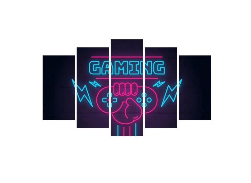Quadro Gamer Mosaico Decoração 5 Peças Jogos Video Game 05 com o Melhor ...