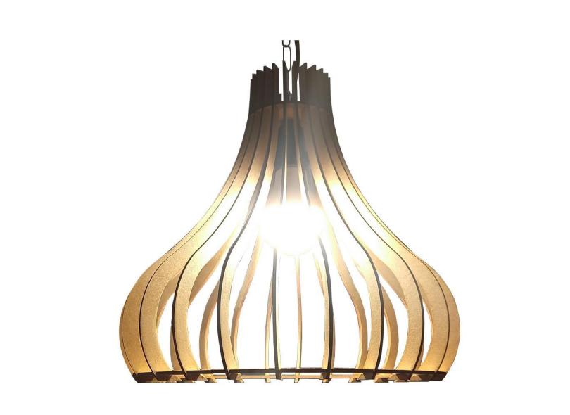 Lustre Pendente Catedral Em Madeira MDF Natural Bivolt com o Melhor ...