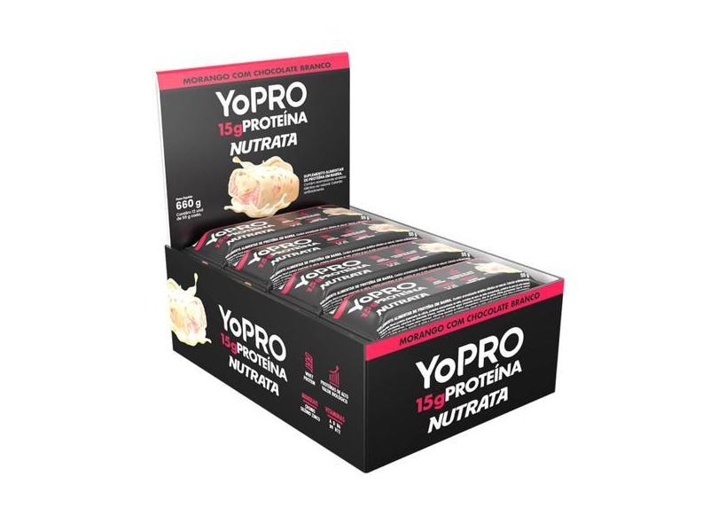 Barra de proteína yopro 12 unid 55g whey bar nutrata morango com o ...