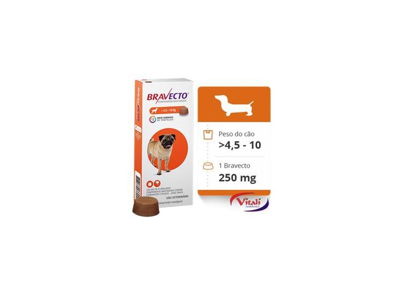 Bravecto (MSD) Cães 250MG 4,5kg até 10kg com o Melhor Preço é no Zoom