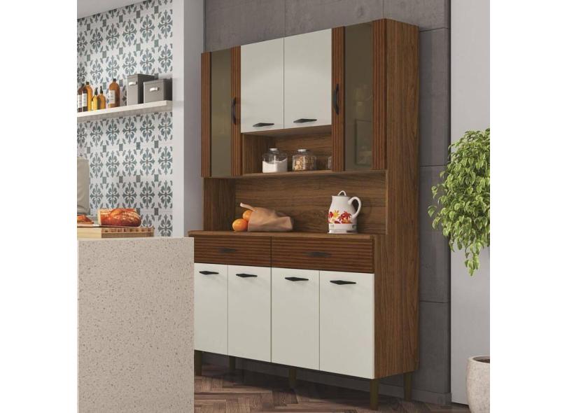 Armário De Cozinha Compacta 8 Portas 2 Gavetas Golden - Nogueira-off ...