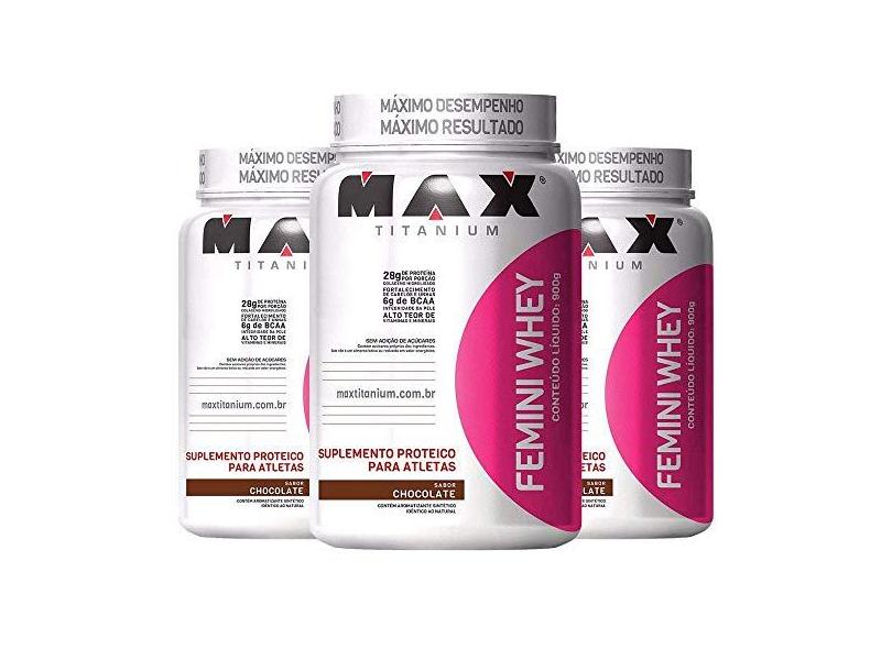 3X FEMINI WHEY PROTEIN (900G) - MAX TITANIUM ATACADO MULHER com o ...