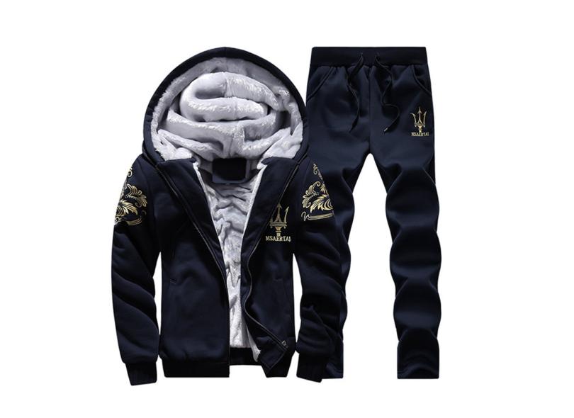 Terno esportivo masculino de inverno plus veludo com capuz espesso e ...