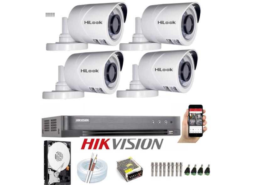 Kit Hikvision 4 Cam FullHd 1080p Dvr 4ch 7204 HQHI C/ Hd em Promoção é ...