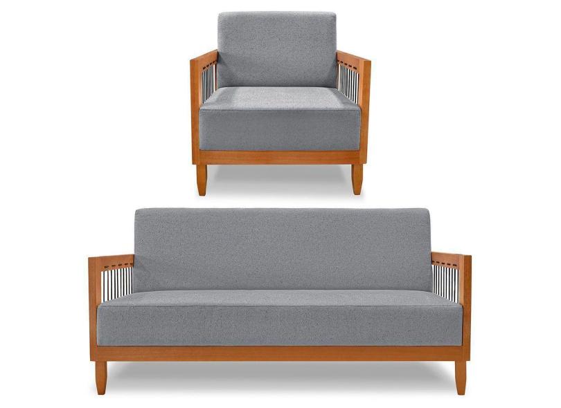 Kit Poltrona E Sofá Living 2 Lugares Marilia 1,60m Linho Base Em ...