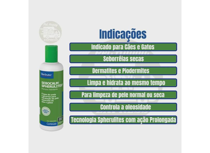 Sebocalm Spherulites 250 ml -Shampoo Dermatológico Virbac para cães e ...
