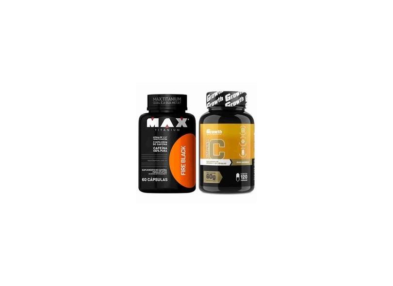 Fire Black 60 Caps Max Titanium + Vitamina C 120 Caps Growth com o ...