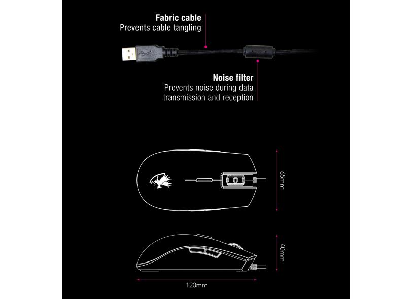 Mouse para Jogos Digifast Nightfall NF24 RGB, Design Simétrico, 50 ...