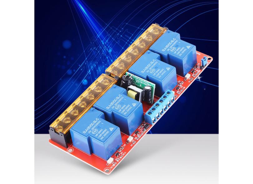 Relé, ac 100-250 V 30A Relé de 4 canais Módulo de acionamento de alto ...