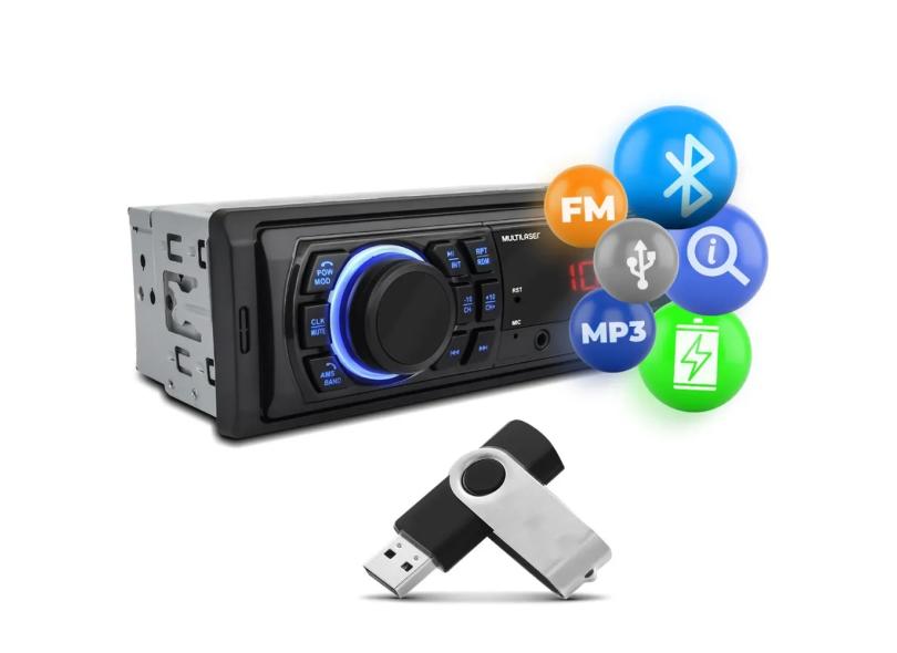 Rádio Automotivo Multilaser Trip BT MP3 Player 1 Din Auxiliar USB Rádio ...