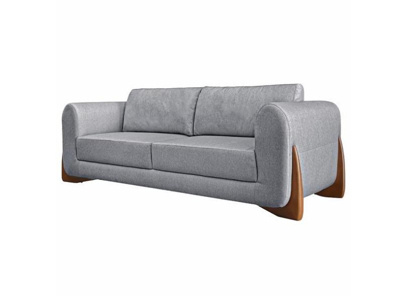 Sof Decorativo 3 Lugares 220cm P s Em Madeira Buzz Linho Cin com o ...
