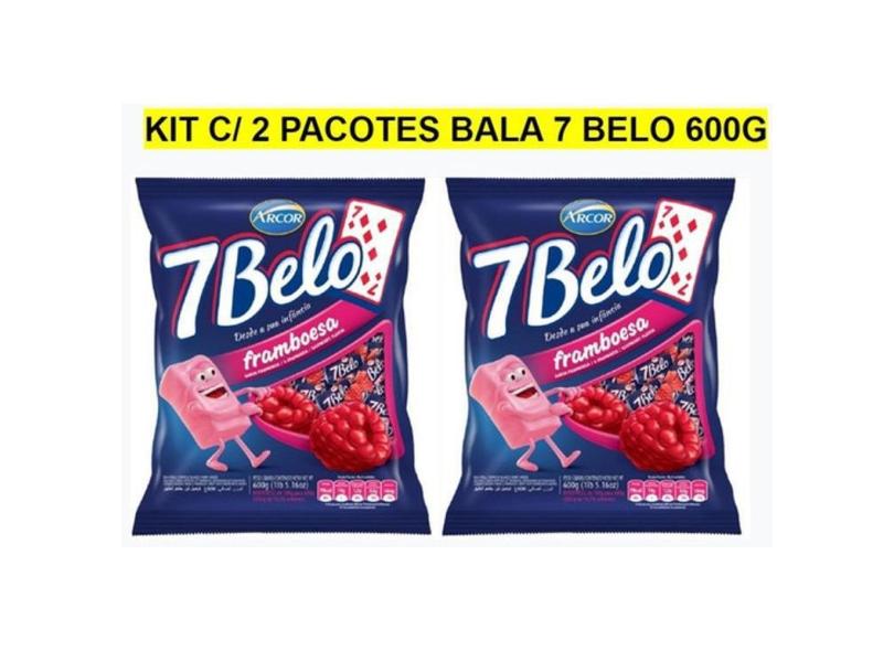Kit Com 2 Pacotes De Bala 7 Belo Framboesa - 600G com o Melhor Preço é ...