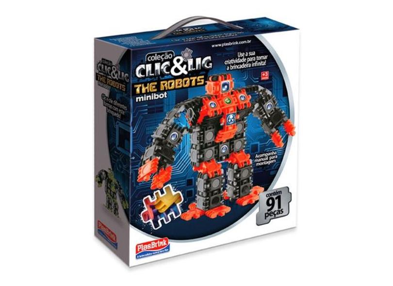 Blocos De Montar Clic E Lig Mini Robot Robô Grande 91 Peças com o ...