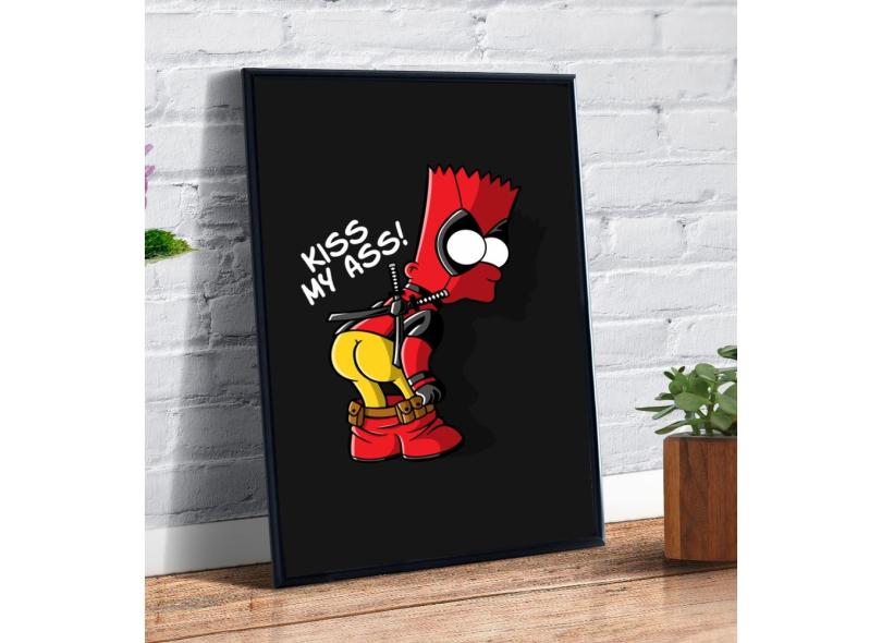 Quadro decorativo emoldurado Bartpool Deadpool e Bart Simpson com o ...