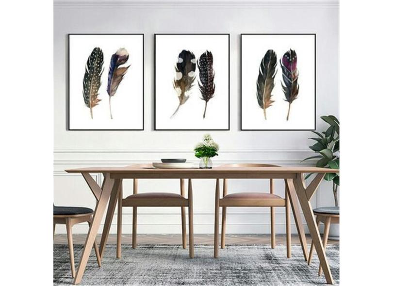 Imprimir em tela emoldurada Impresso Feather Art Pintura em Aquarela ...